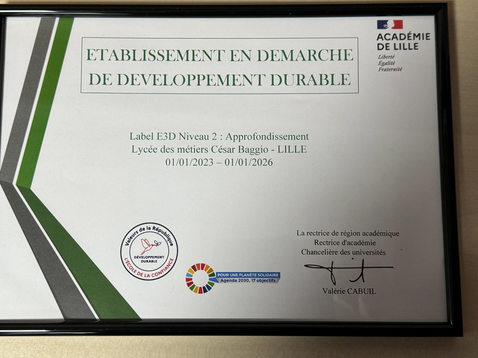 Le lycée Baggio obtient le label E3D niveau 2 ! - Lycée César Baggio